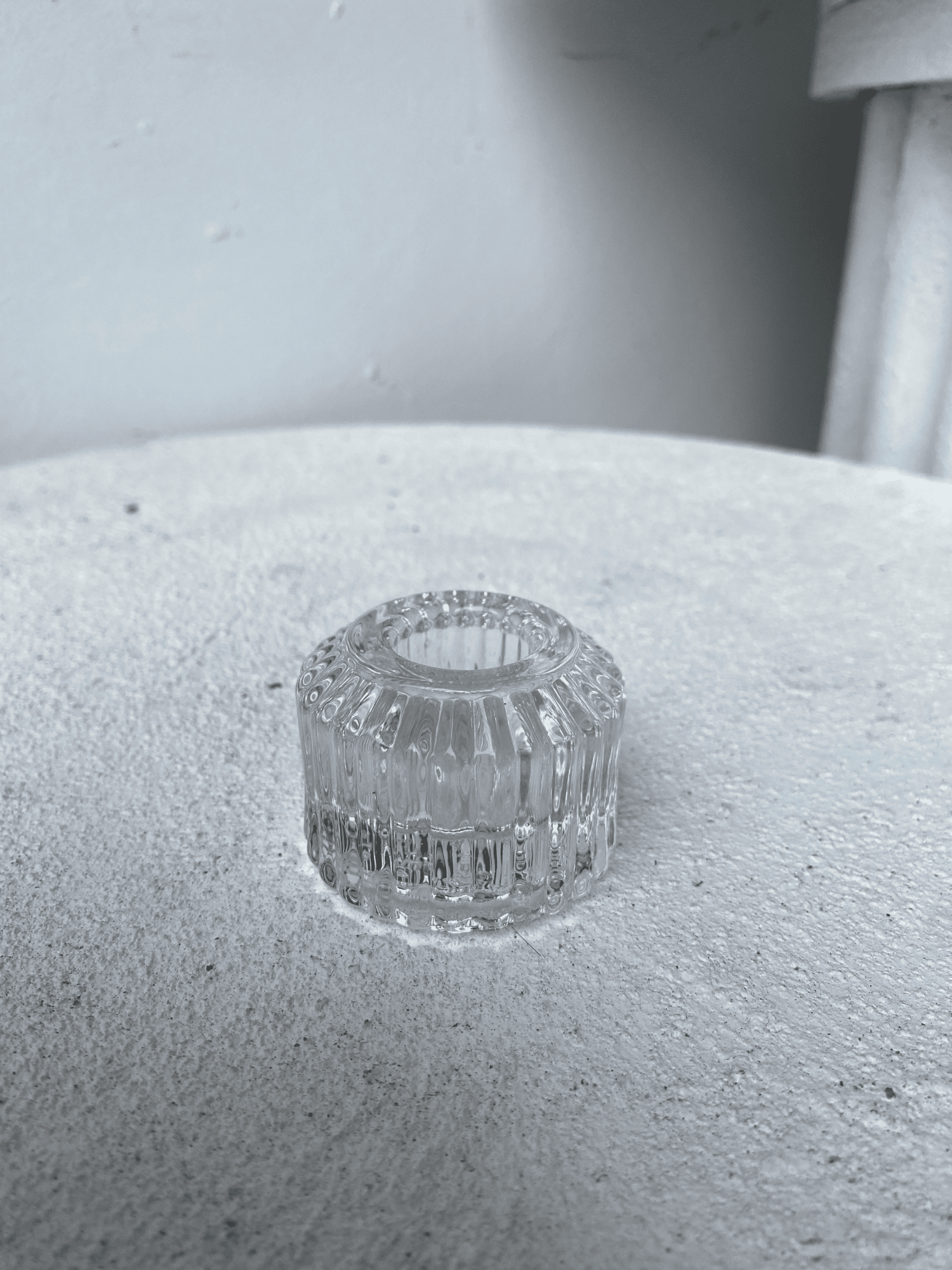 Small Ribbed Glass Candlestick Holder | Little Lane Events